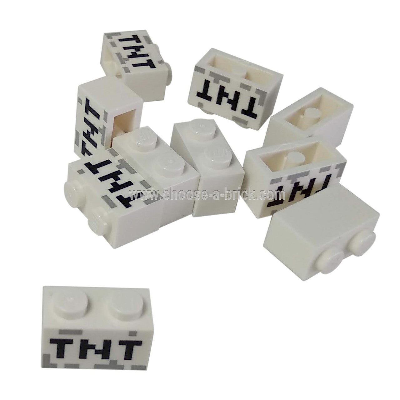 LEGO Parts - White Brick 1 x 2 with Black 'TNT' Pixelated Pattern – www ...